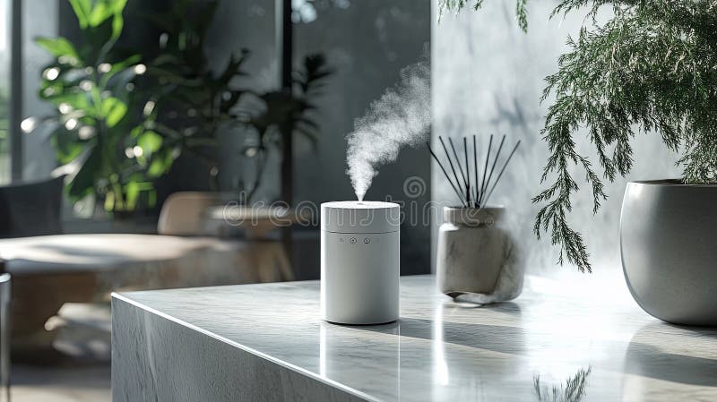 Aromatherapy Diffuser on Table with Warm Sunlight in Cozy Room, AI ...