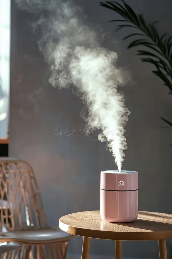 Aromatherapy Diffuser Releasing Steam in Modern Interior Setting ...