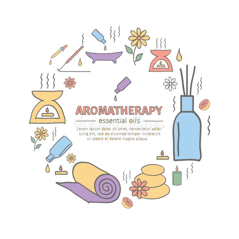 Aromatherapy Oils Hand Drawn Set. Vector Illustration Stock Vector ...