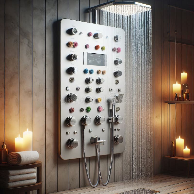 Aromatherapy Shower System a Shower Panel with Multiple Nozzles Stock ...