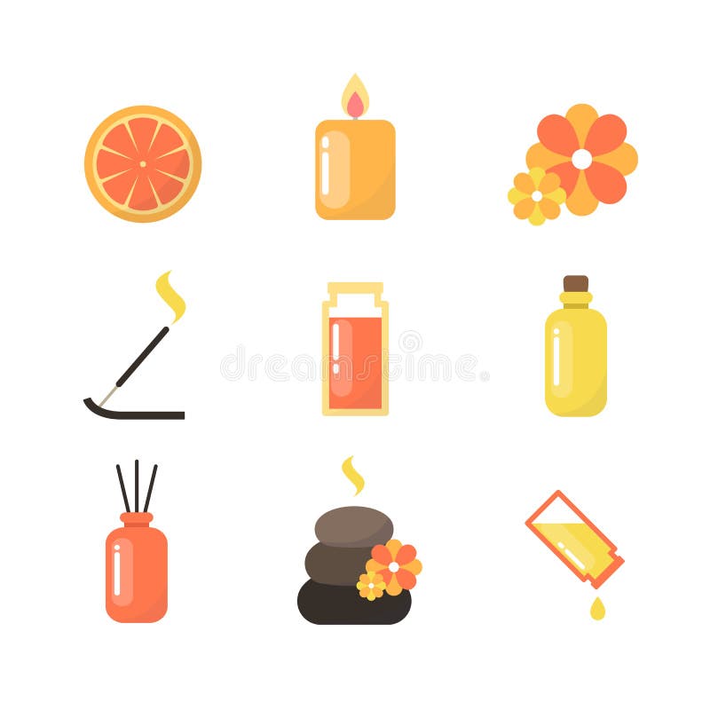 Aromatherapy vector icons stock illustration. Illustration of aroma ...