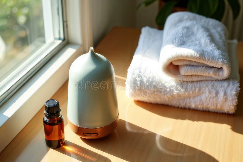 Aromatic Ambiance: Diffuser by Window, Generative Ai Stock Illustration ...