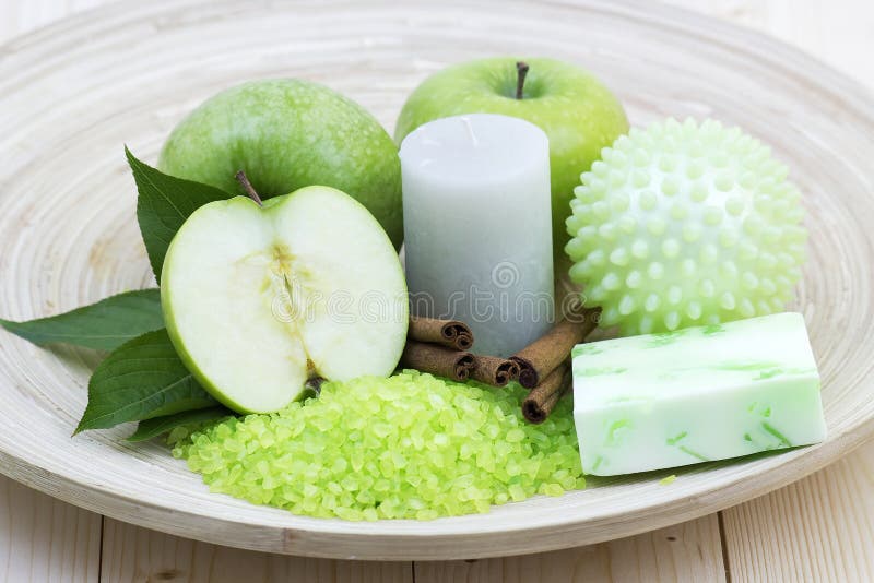 Apple salt bath stock photo. Image of salt, cosmetic, aromatherapy ...