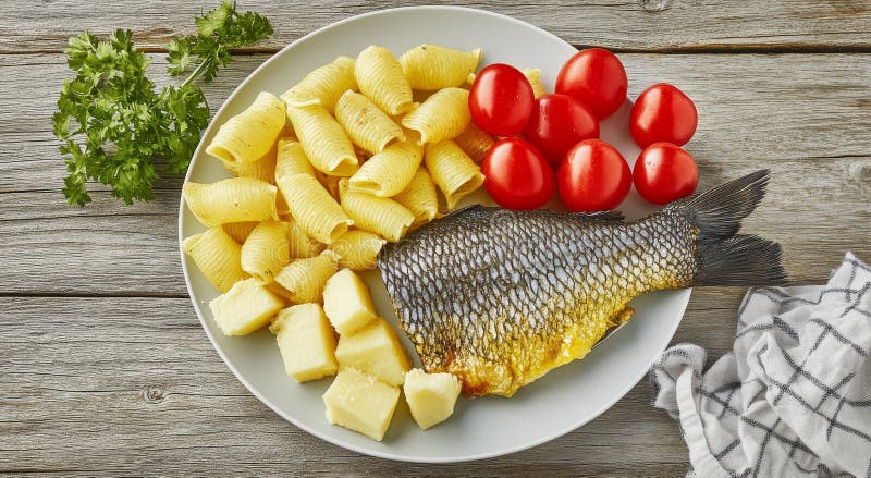Aromatic Baked Fish with Lemon and Pasta, a Culinary Treat Presented on ...