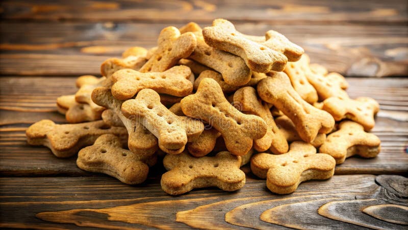 Aromatic Bone-shaped Dog Biscuits Piled High on Rustic Wood. Generative ...