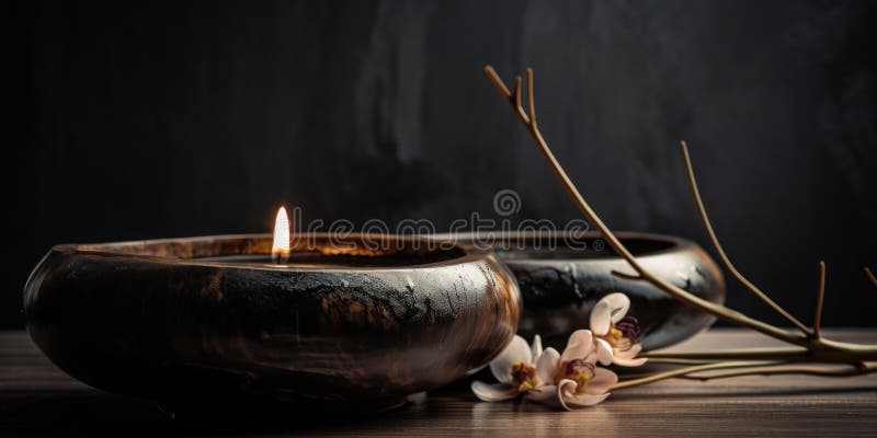 Aromatic Burning Candle of Zen Spa Stock Illustration - Illustration of ...