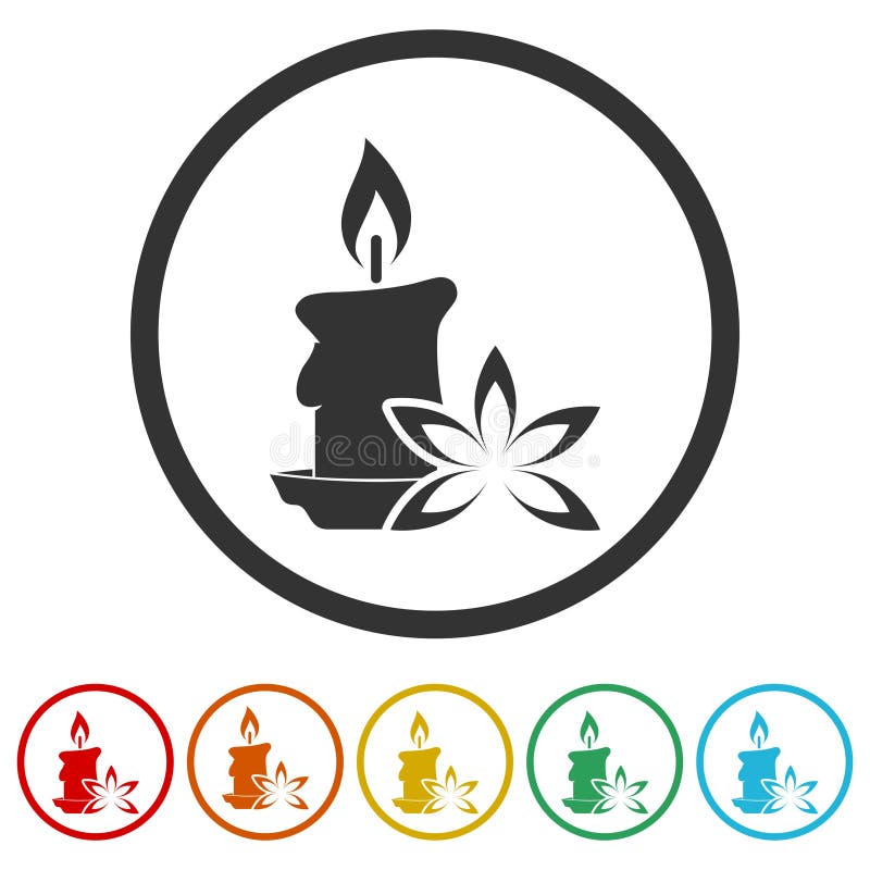 Aromatic Candle Ring Icon Color Set Stock Vector - Illustration of ...