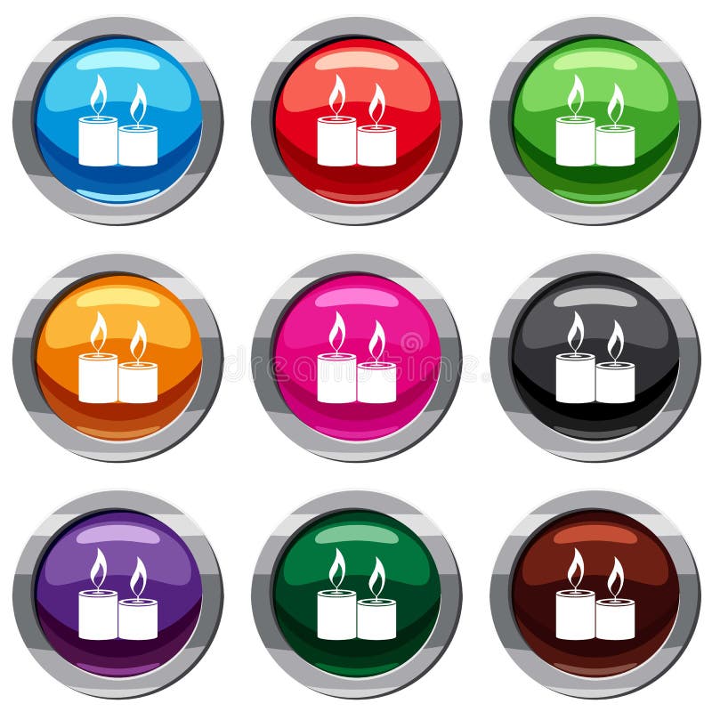 Aromatic Candles Set 9 Collection Stock Vector - Illustration of body ...