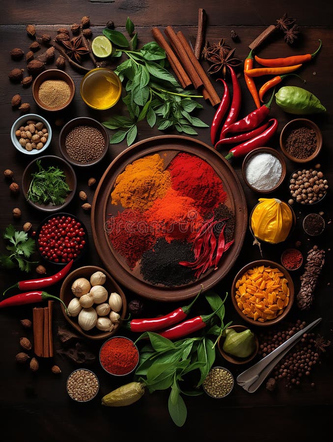 Aromatic Captivating World of Multi Colored Spices Herbs and Vegetables ...