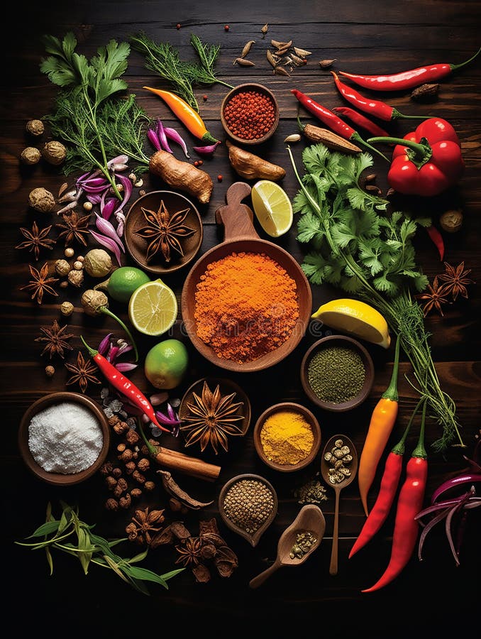 Aromatic Captivating World of Multi Colored Spices Herbs and Vegetables ...