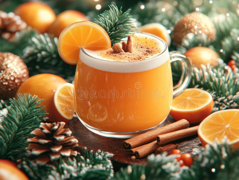 Aromatic Cider with Apple Slices, Cinnamon Sticks, in a Cozy Holiday ...