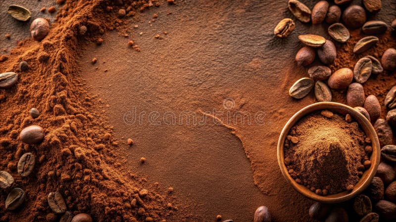 Aromatic Coffee Beans and Ground Coffee Powder Composition. Generative ...