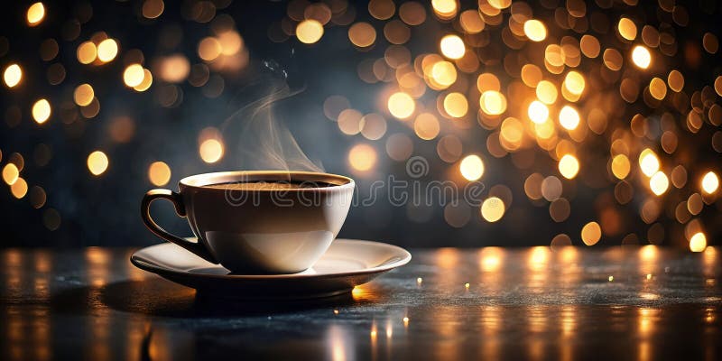 Aromatic Coffee Steam Rising in a Cozy Evening Setting. Generative AI ...