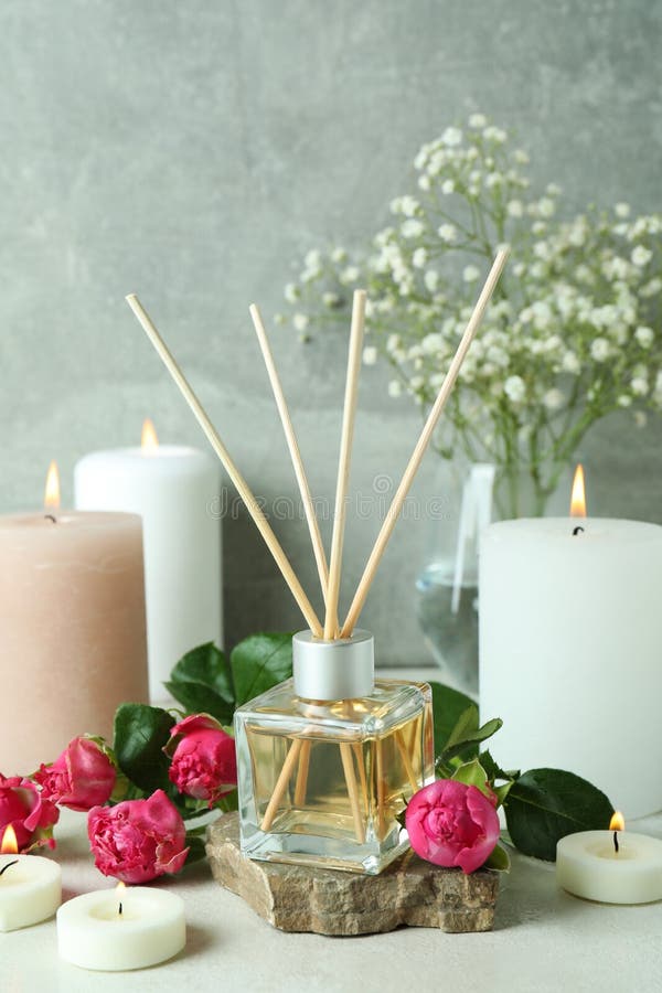 Aromatic Concept with Diffuser, Flowers and Stock Photo - Image of ...