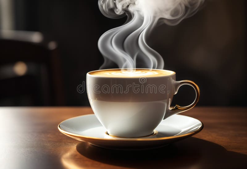 Aromatic Cup of Coffee with Smoke. Generative AI Stock Illustration ...