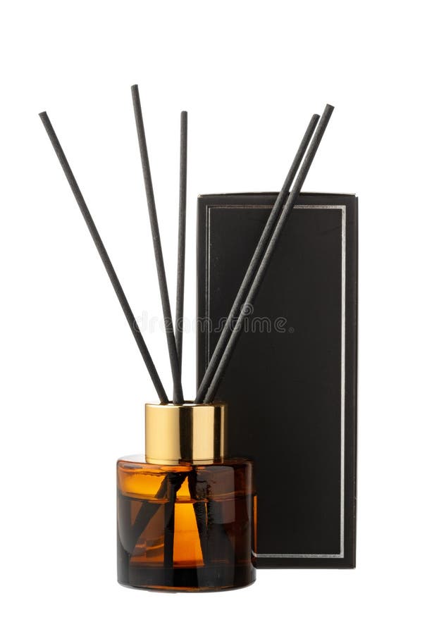 Aromatic Diffuser Bottle with Sticks Isolated on White Background Stock ...