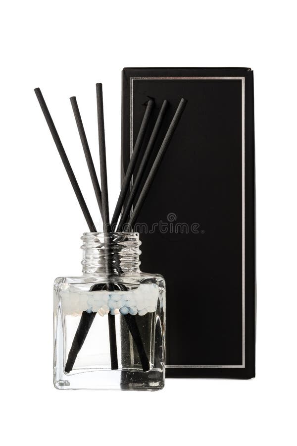 Aromatic Diffuser Bottle with Sticks Isolated on White Background Stock ...
