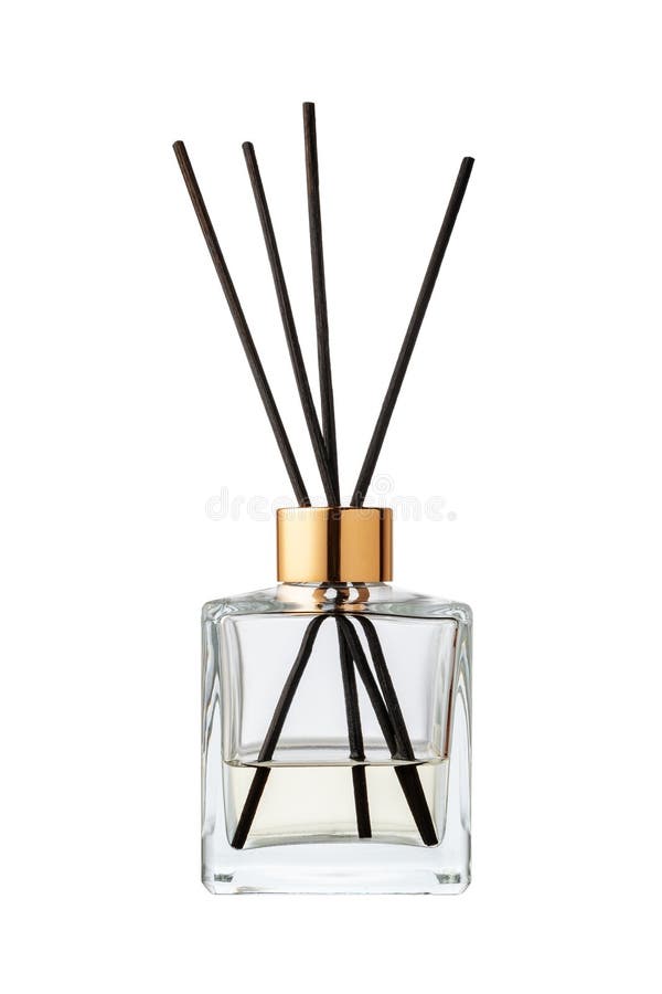 Aromatic Diffuser Bottle with Sticks Isolated on White Background Stock ...