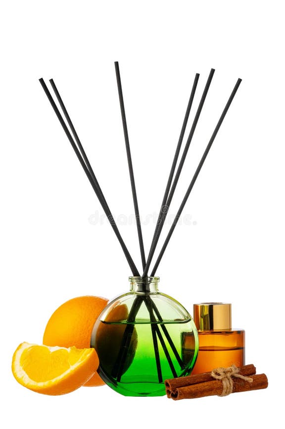 Aromatic Diffuser with Orange and Cinnamon Scent on White Background ...