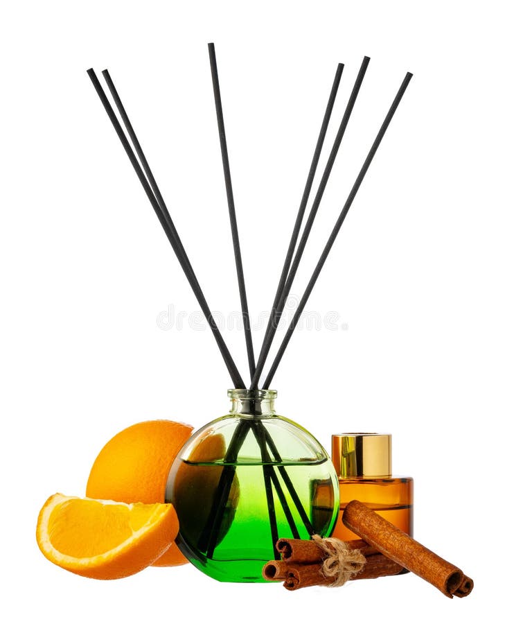 Aromatic Diffuser with Orange and Cinnamon Scent on White Background ...