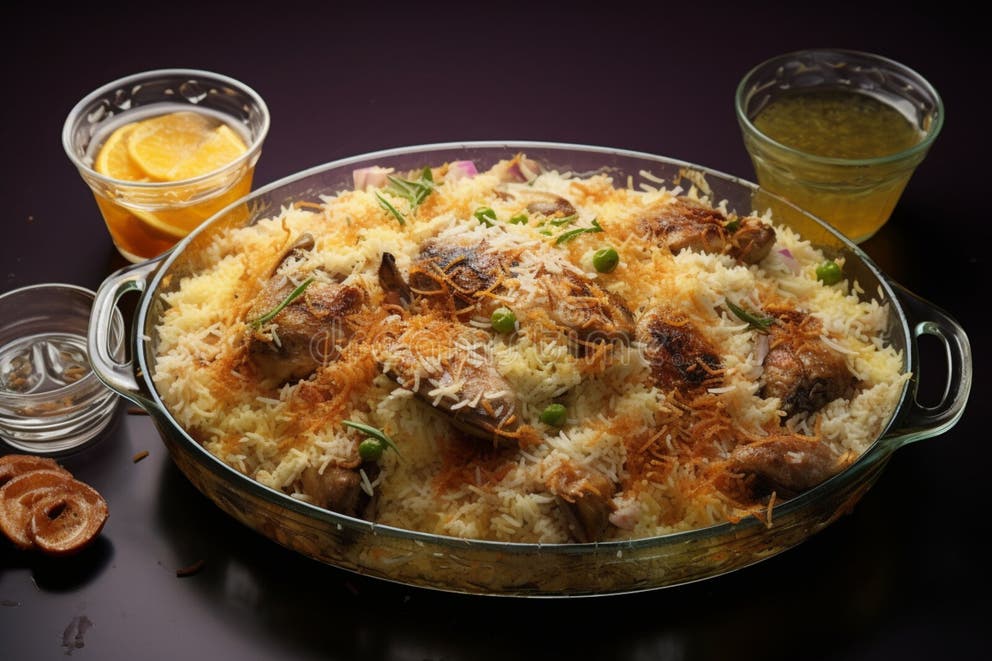 Aromatic Feast Mutton Biryani Presented Enticingly on a Table Stock ...