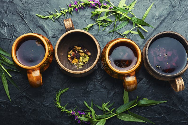 Aromatic Fireweed Tea,fresh Willow Herb Stock Image - Image of blooming ...