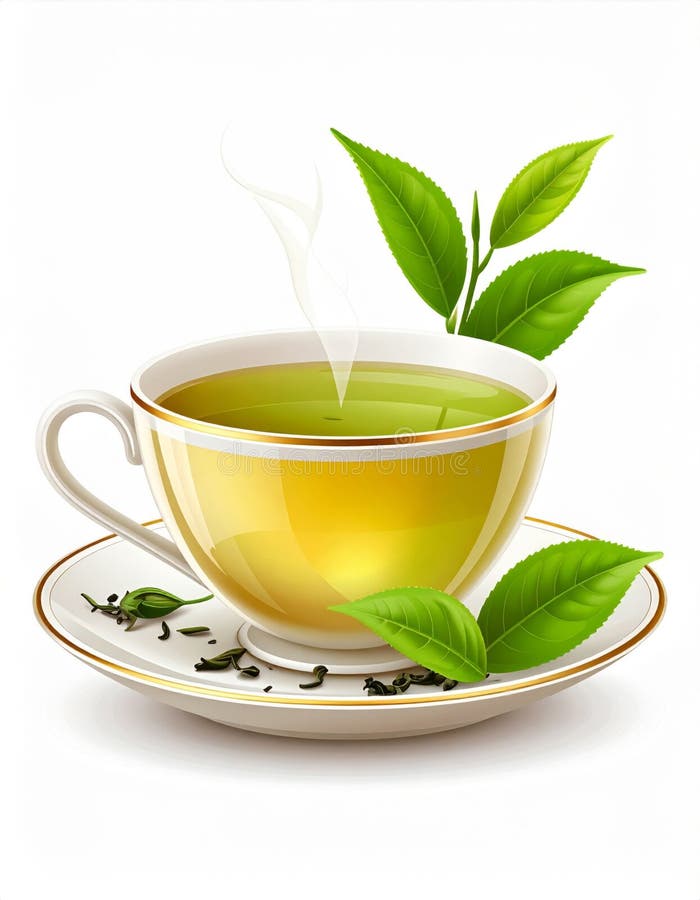 Aromatic Green Tea in Elegant Gold Rimmed Cup Stock Illustration ...