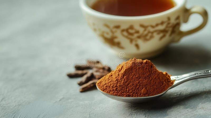 Aromatic Ground Cinnamon with Cloves and Tea in Vintage Cup Stock ...