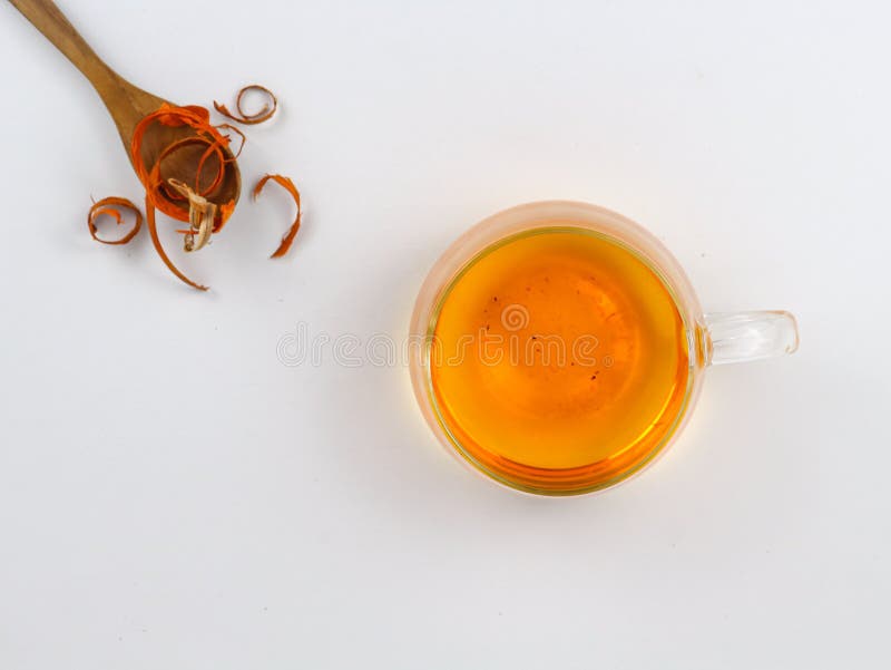 Aromatic Herbal Drink in Glass Cup on White Background Stock Photo ...
