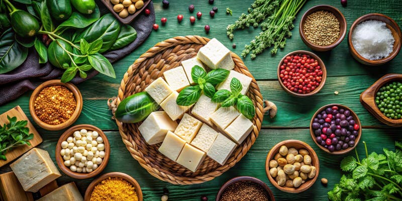 Aromatic Herbs and Nutritious Plant-based Ingredients Arranged on a ...