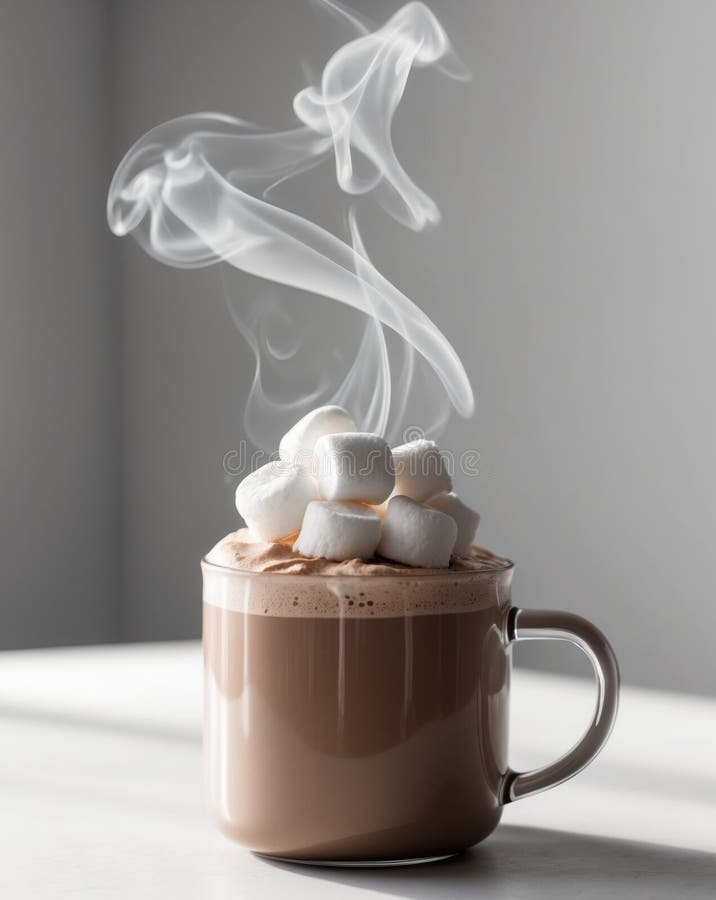 Aromatic Hot Chocolate with Marshmallows is Warming on a Cold Day Stock ...