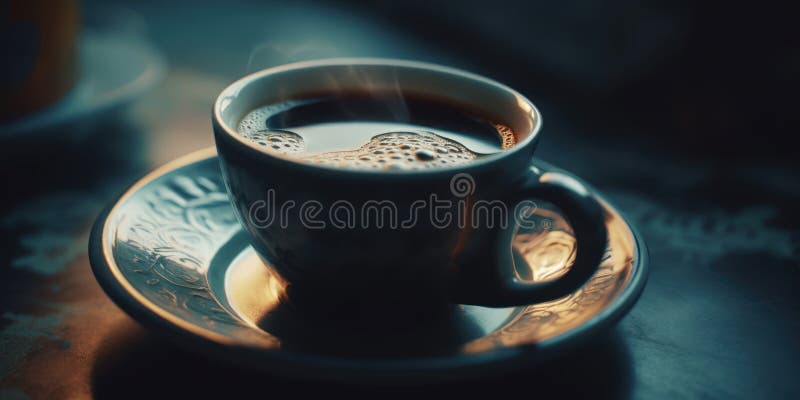 Aromatic Hot Coffee in a Cup - Generative Ai Stock Illustration ...