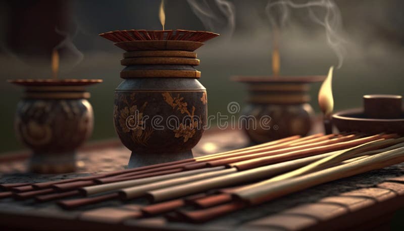Aromatic Incense Sticks in a Traditional Chinese Setting Stock ...