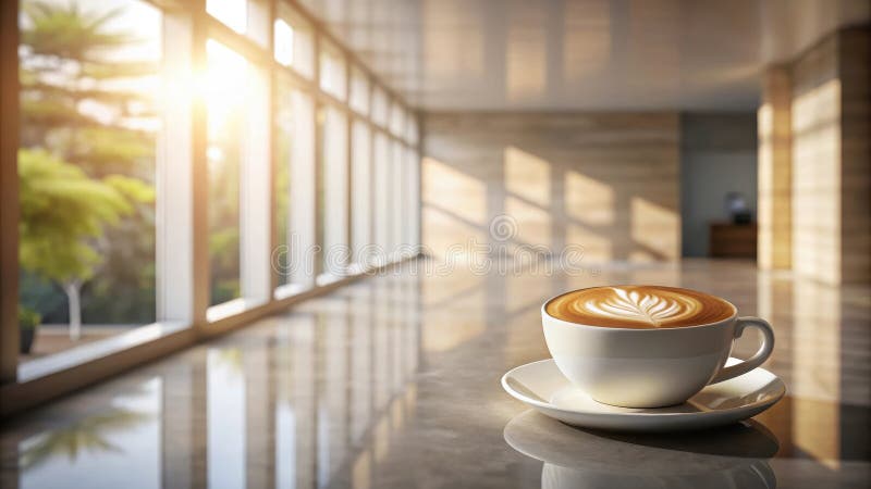 Aromatic Latte Art in Sunlit Modern Interior Space. Generative AI Stock ...