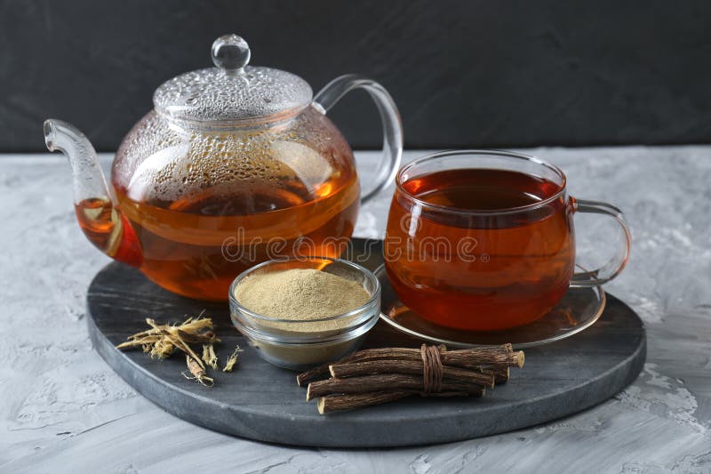 Aromatic Licorice Tea, Dried Sticks of Licorice Root and Powder on ...