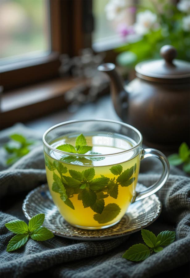 Aromatic Mint Infusion, Served in a Cozy and Spring-like Setting Stock ...
