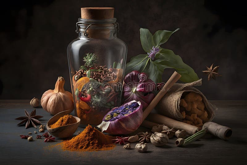 Aromatic and Pungent Spices for Culinary Delights. Stock Illustration ...