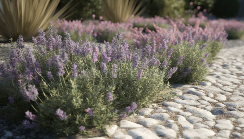 Aromatic Purple Flowers in a Row, Exuding Freshness and Beauty ...