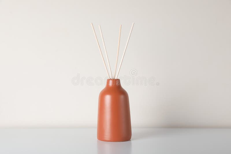 Aromatic Reed Air Freshener on White Table Stock Photo - Image of ...