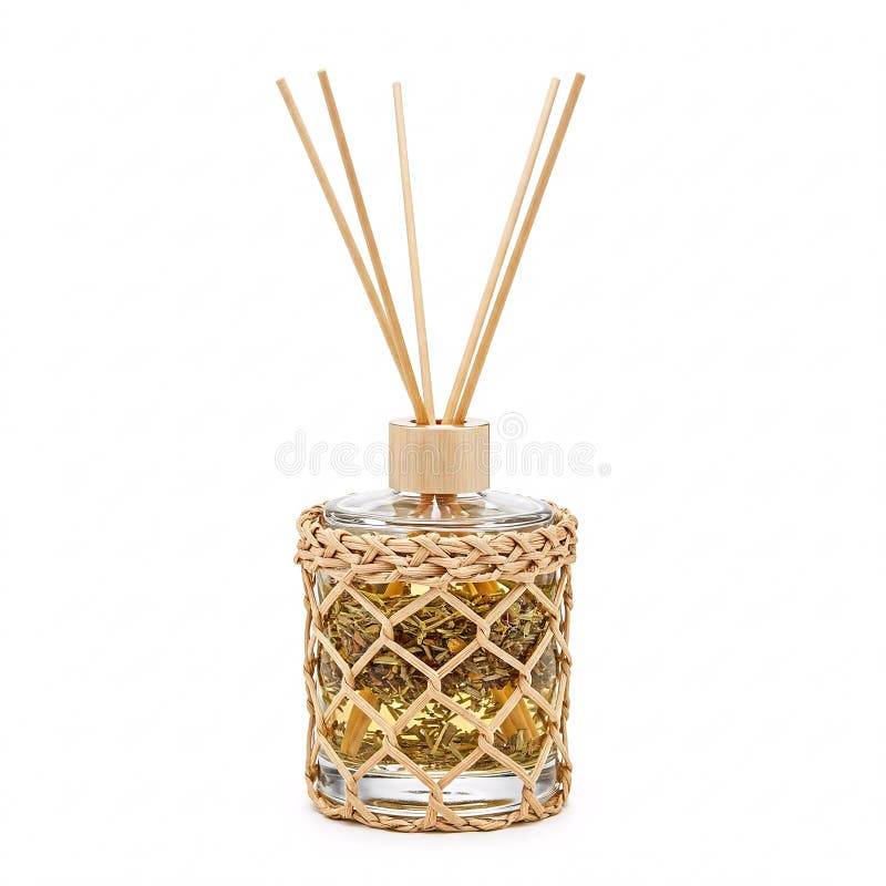 Aromatic Reed Diffuser with Botanical Elements in a Glass Bottle Stock ...
