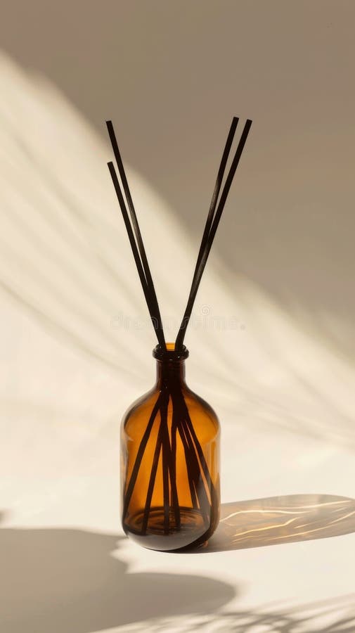 Aromatic Reed Diffuser in Brown Glass Bottle with Soft Shadows ...