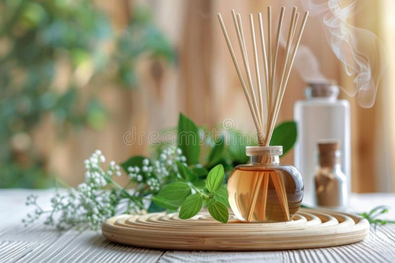 Aromatic Reed Diffuser Releasing Pleasant Scent with Smoke in ...