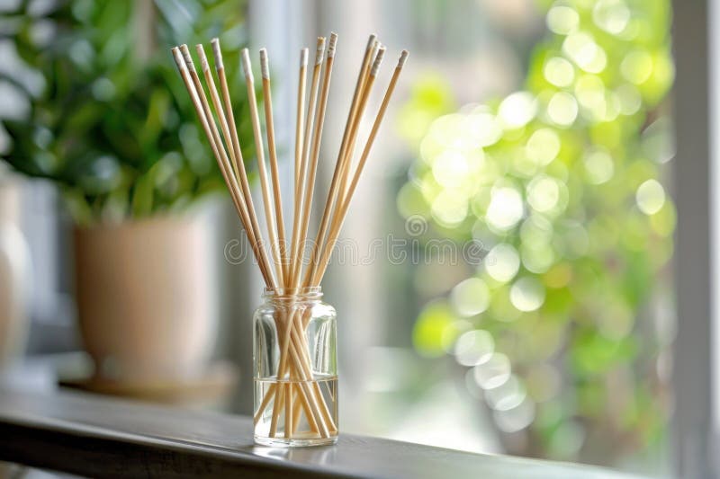 Aromatic Reed Diffuser Spreading Pleasant Scent in a Cozy Home Stock ...