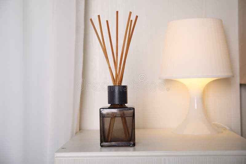 Aromatic Reed Freshener on Bedside Table Stock Image - Image of ...