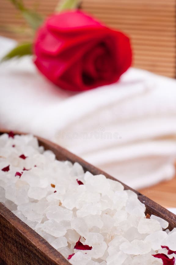 Aromatic rose bathing salt stock image. Image of bath - 14024125