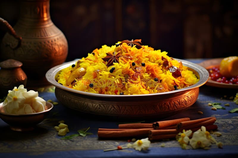 Aromatic Saffron-infused Rice, Forming the Base of a Biryani ...