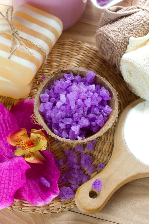 Aromatic Spa Set with Sea Salt Stock Image - Image of homemade ...
