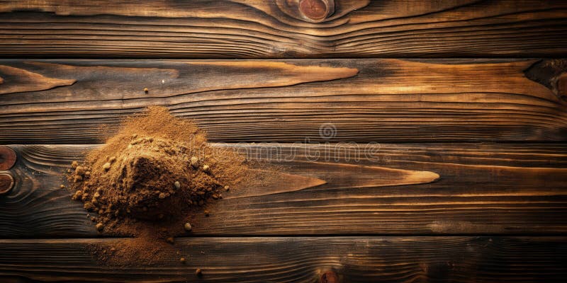 Aromatic Spice Powder Pile on Rustic Wooden Surface. Generative AI ...