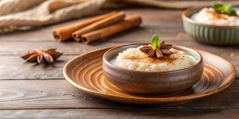 Aromatic Spiced Rice Pudding in Rustic Bowl with Cinnamon and Star ...