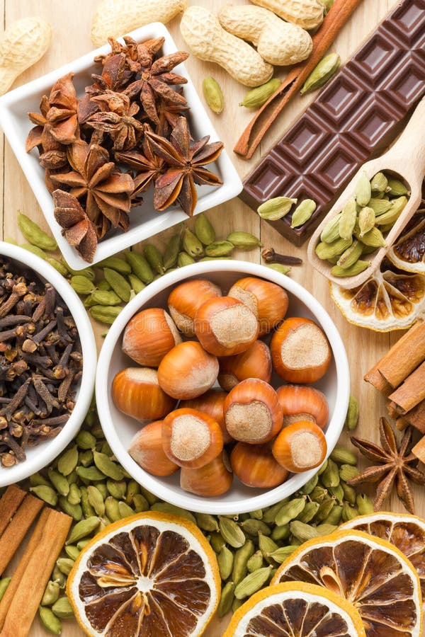 Aromatic spices stock image. Image of cardamom, hazelnuts - 26915097